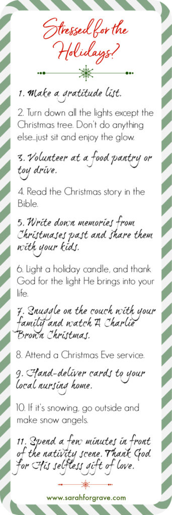 Holiday Stress-Buster List - Sarah Forgrave